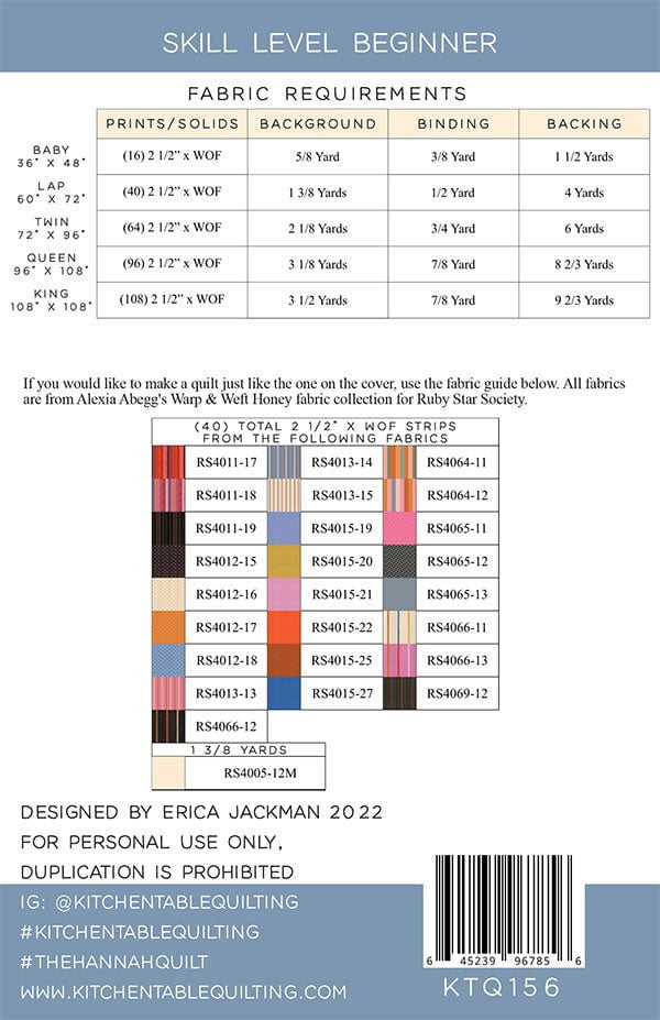 The Hannah Quilt Pattern